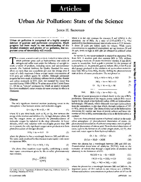Pdf Urban Air Pollution State Of The Science