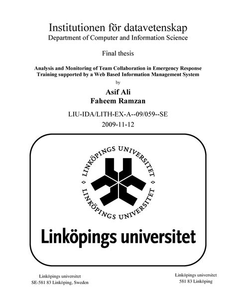 Examensarbete Inom Datavetenskap Institutionen För Datavetenskap