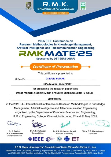 We Are Pleased To Share That A Research Paper Titled 📝 Smart Parallel… Dr Rajiv Kumar Gill