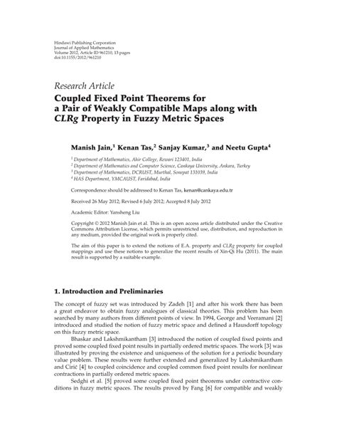 Pdf Coupled Fixed Point Theorems For A Pair Of Weakly Compatible Maps