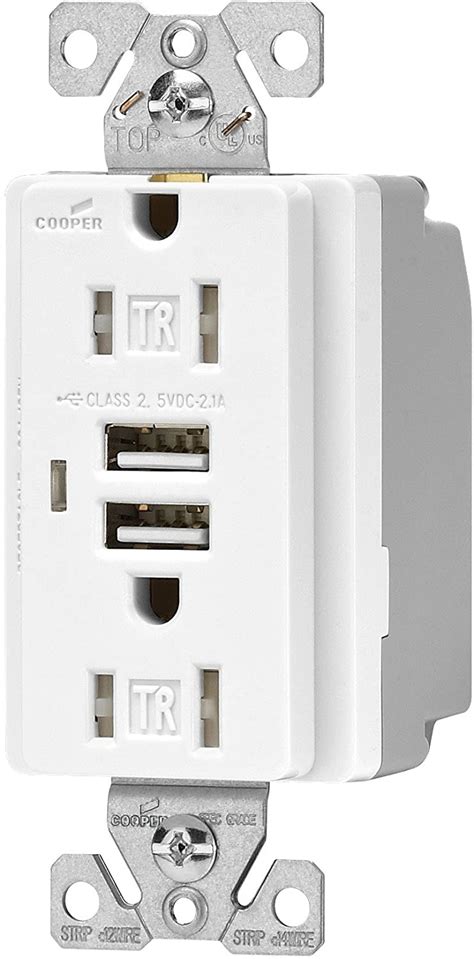 Usb Charger With Duplex Tamper Resistant Receptacle White 15 Amp 125v
