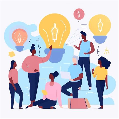 Premium Ai Image Design Thinking Collaboration Flat Illustration
