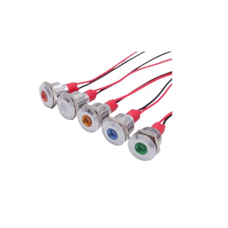 Buy Yellow 10 24V 8mm LED Metal Indicator Light With 15CM Cable Online At Robu In