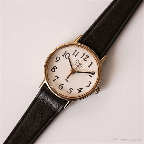 Vintage Small Timex Watch For Ladies Round Dial Gold Tone Watch