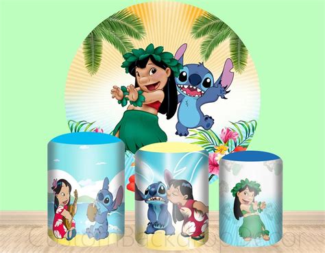 Lilo And Stitch Elastic Cylinder Cover Backdroptropical Trees Hawaii