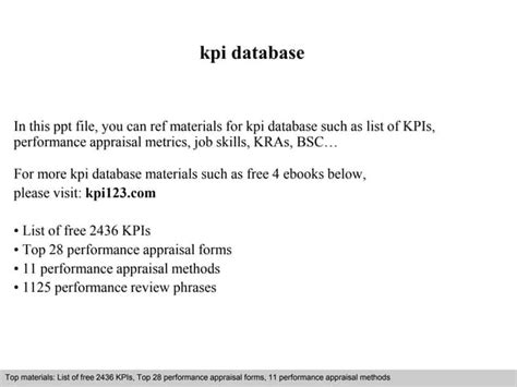 Kpi Database Ppt