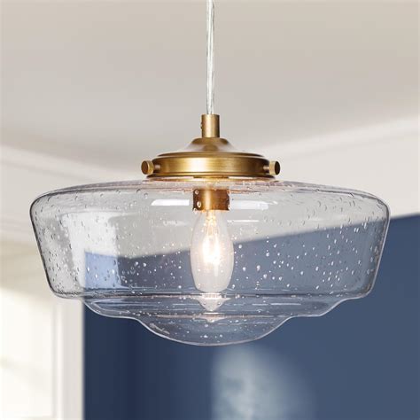 Gepow Antique Gold Pendant Light Modern Seeded Glass Pendant Lighting
