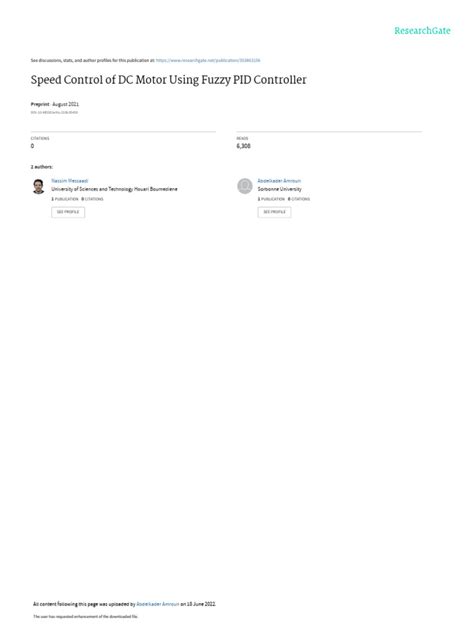 Speed Control Of Dc Motor Using Fuzzy Pid Controller Pdf Electric