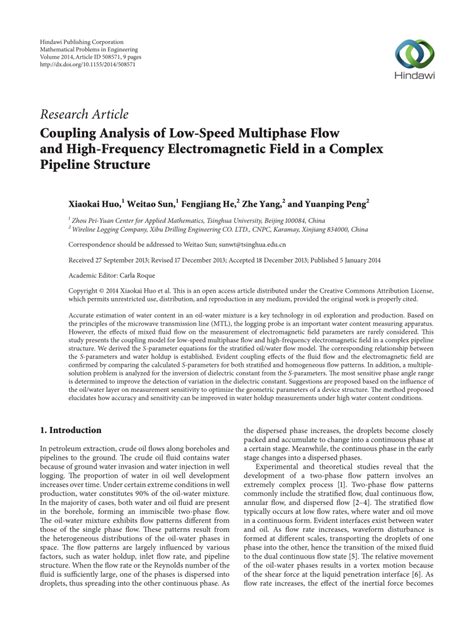 Pdf Coupling Analysis Of Low Speed Multiphase Flow And High Frequency Electromagnetic Field In
