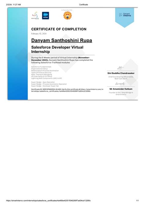 Smartinternz Salesforce Skilledonsalesforce Thesmartbridge Aicte Virtualinternship