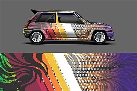 具有抽象條紋背景概念模型的汽車包裝設計模板下載，設計範本素材在線下載