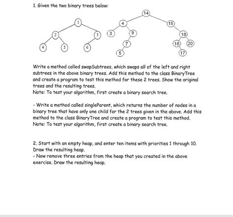 Solved 1 Given The Two Binary Trees Below 15 18 16 20 5 17 Chegg Com