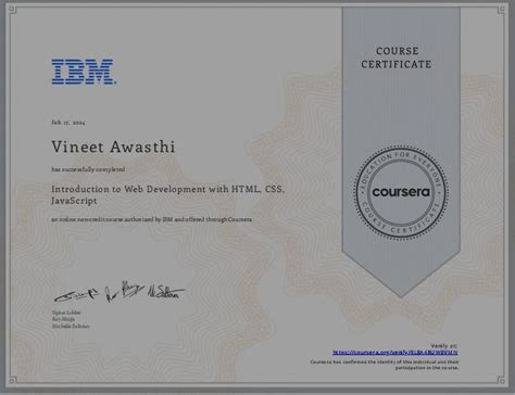 Vineet Awasthi On Linkedin I Achieved A Certificate In Htmlcss Javascript Offered By Ibm I
