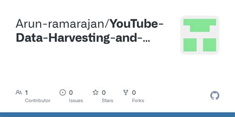 Github Arun Ramarajanyoutube Data Harvesting And Warehousing Using Sql And Streamlit