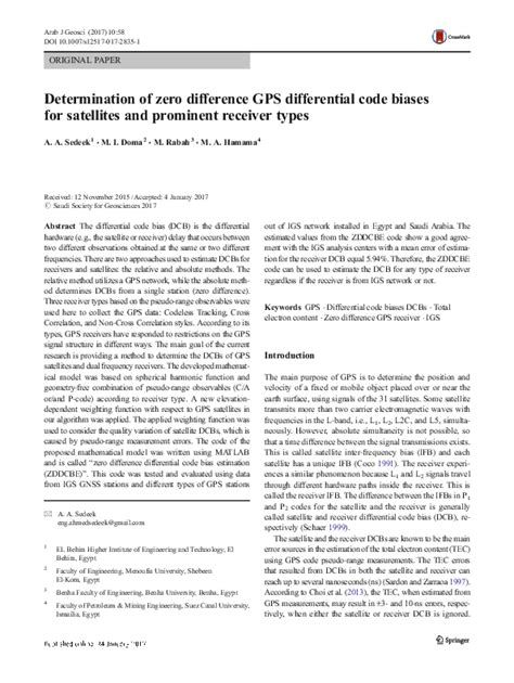 Pdf Determination Of Zero Difference Gps Differential Code Biases For Satellites And Prominent