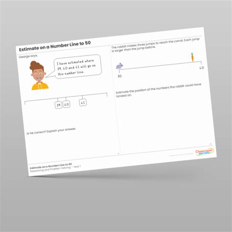 Year 1 Estimate On A Number Line To 50 Reasoning And Problem Solving 2 Resource Classroom Secrets