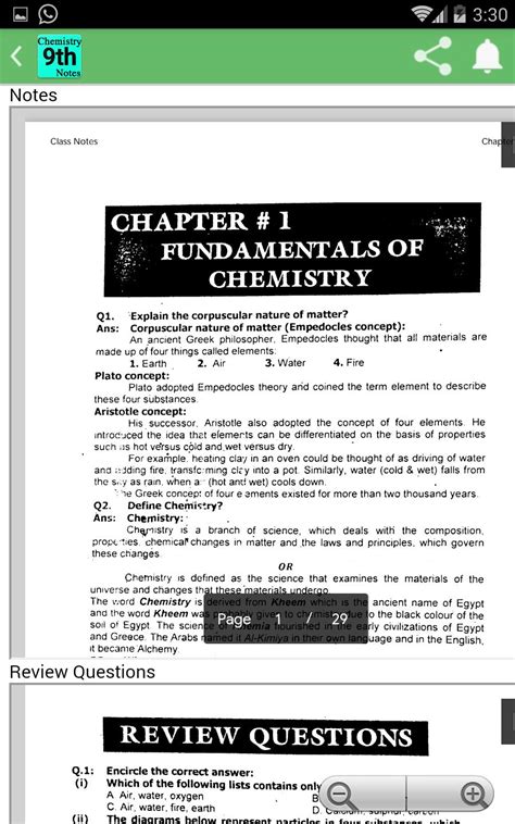 Class 9 Chemistry Notes And Solutions Key Ptb Apk For Android Download