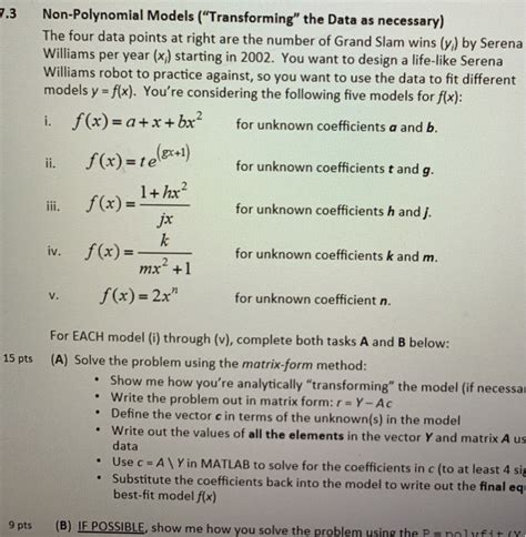 Non Polynomial Models Transforming The Data As Chegg