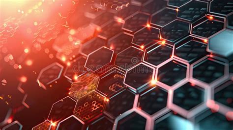 Abstract Hexagonal Structure Glowing Elements Bokeh Effect Futuristic Design Stock