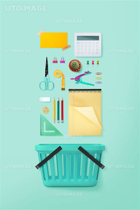 메모장 계산기 가위 줄자 핀 압정 연필 삼각자 장바구니 선인장 사무용품 잡화 쇼핑 이벤트 이미지 그래픽 합성 유토이미지 상세페이지 베이직샵 그래픽 20435923