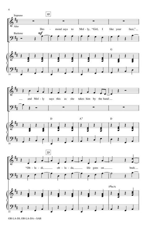 Ob La Di Ob La Da The Beatles Sheet Music For Mixed Choir 00115935