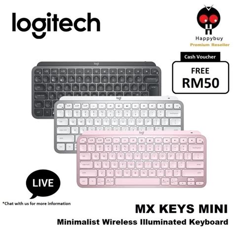 [ready Stock] Logitech Mx Keys Mini Minimalist Wireless Illuminated Keyboard Graphite Pale