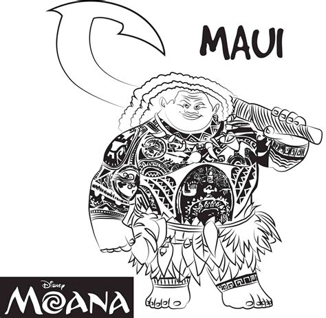 Maui Moana Coloring Page Dibujo De Maui De Moana Vaiana Para Colorear