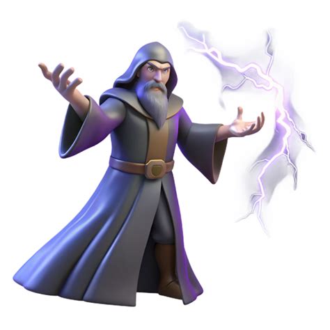 3d Render Wizard Casting Lightning Spell 56285232 Png