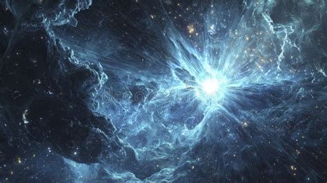 Intense Cosmic Explosion Outer Space Digital Art Dark Void Wide Angle