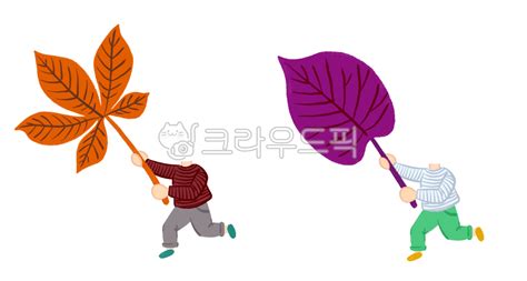 가을 단풍 단풍잎 얼굴합성 어린이 사진이미지일러스트캘리그라피 Jacha작가