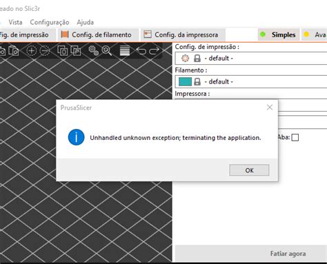 Prusaslicer 250 Issue Unhandled Unknow Exception Terminationg The Application
