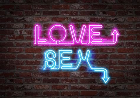 Premium Photo The Phrase Love Or Sex Written By A Light Neon On A Brick Wall