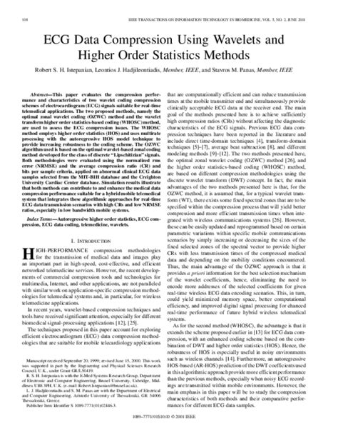 Pdf Ecg Data Compression Using Wavelets And Higher Order Statistics