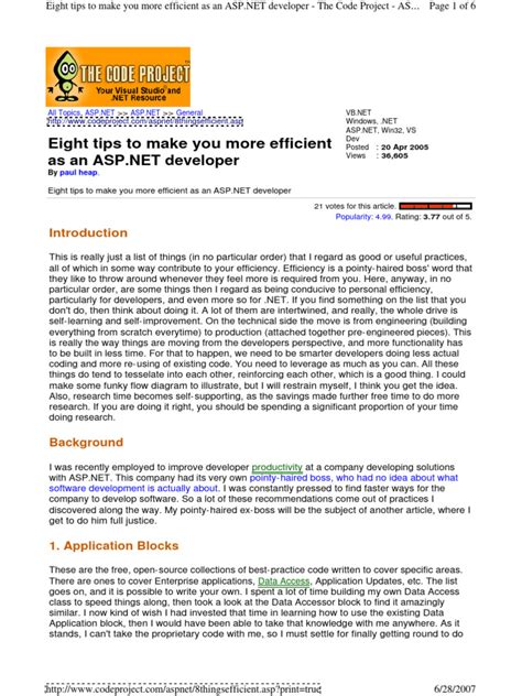 8 tips to be a more efficient asp net developer pdf software