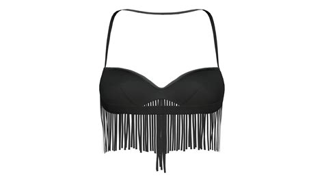 3d Model Black Cowgirl Bralet With Tassels Vr Ar Low Poly Cgtrader