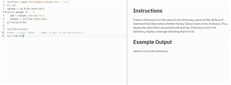 Solved Create A Dictionary From The Values In The