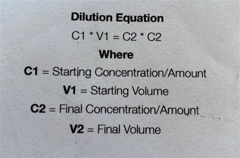 Solved Dilution Equation C1 V1 C2 C2 Where C1
