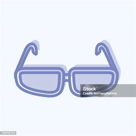 부드러운 파란색 배경에 고립 된 트렌디 한 투 톤 스타일의 안경 아이콘 건강관리와 의술에 대한 스톡 벡터 아트 및 기타 이미지 건강관리와 의술 검안 광학 기기