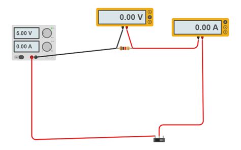 Circuit Design წრედი კვების წყარო რეზისტორი და მულტიმეტრი Tinkercad