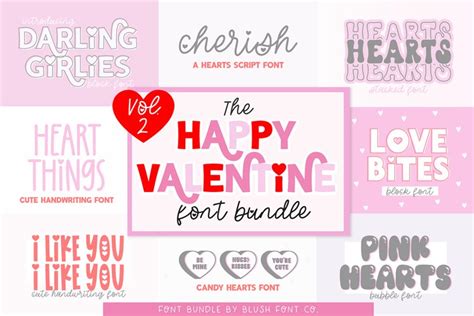 happy valentine font bundle vol 2 valentine fonts