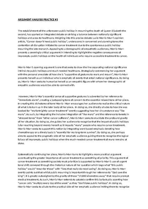 Argument Analysis Practice Argument Analysis Practice The