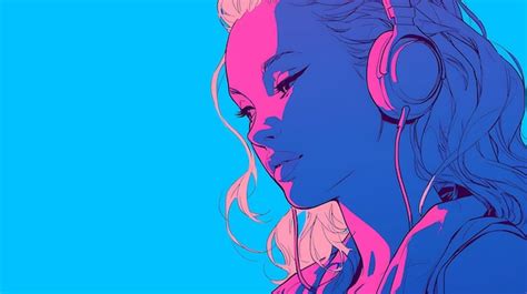 Premium Photo A Girl With Pink Hair And A Blue Background