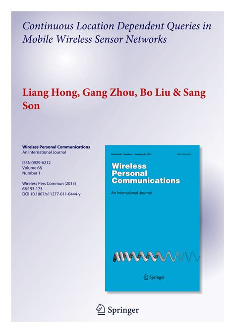 pdf continuous location dependent queries in mobile wireless sensor