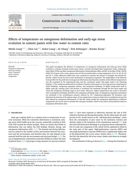 Pdf Effects Of Temperature On Autogenous Deformation And Early Age Stress Evolution In Cement