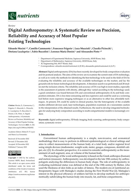 Pdf Digital Anthropometry A Systematic Review On Precision Reliability And Accuracy Of Most
