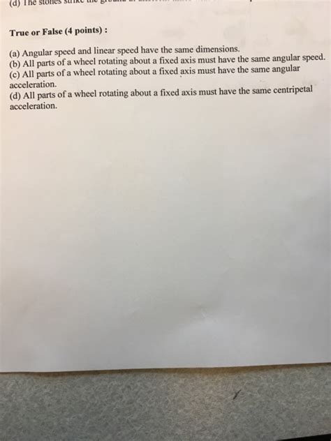 Solved Angular Speed And Linear Speed Have The Same