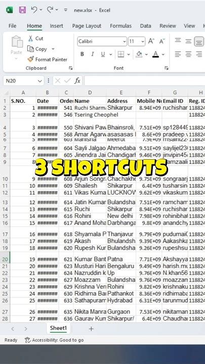 most useful 3 shortcuts for automatically adjust data in excel excelshorts shorts ytshorts