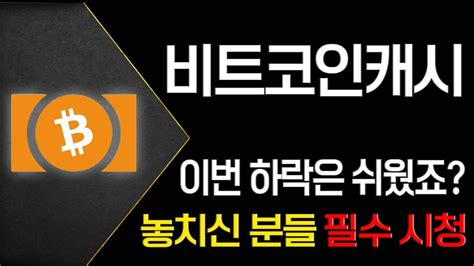 비트코인캐시 이번 하락은 쉬웠죠 놓치신 분들 필수 시청 Youtube