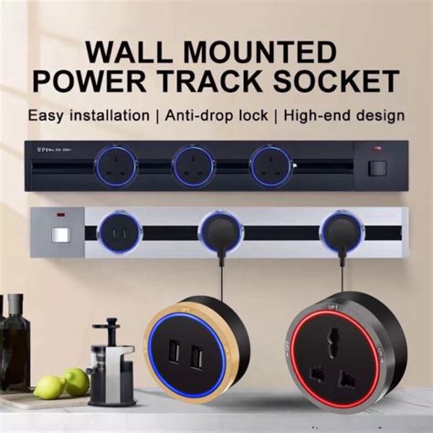Hym Movable Power Track Socket Outlet 8000w Universal Adapter Socket Modern Embedded Desktop
