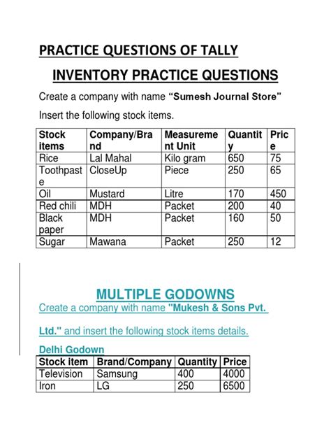 Practice Questions Of Tally Pdf Debits And Credits Cheque
